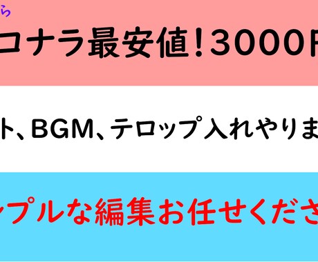 シンプルな動画編集をします カット、BGM、テロップ入れはお任せください | 動画編集 | ココナラ