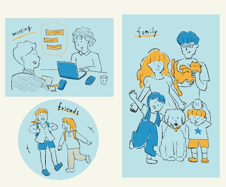 人物イラスト シンプルにやわらかい雰囲気で描きます チラシやカタログ文書など、固い雰囲気をやわらかく伝えます