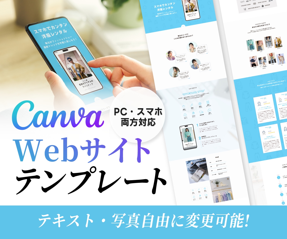 Canvaのwebサイトテンプレートを販売します レスポンシブ対応・自由に編集可能(サービス紹介ver)