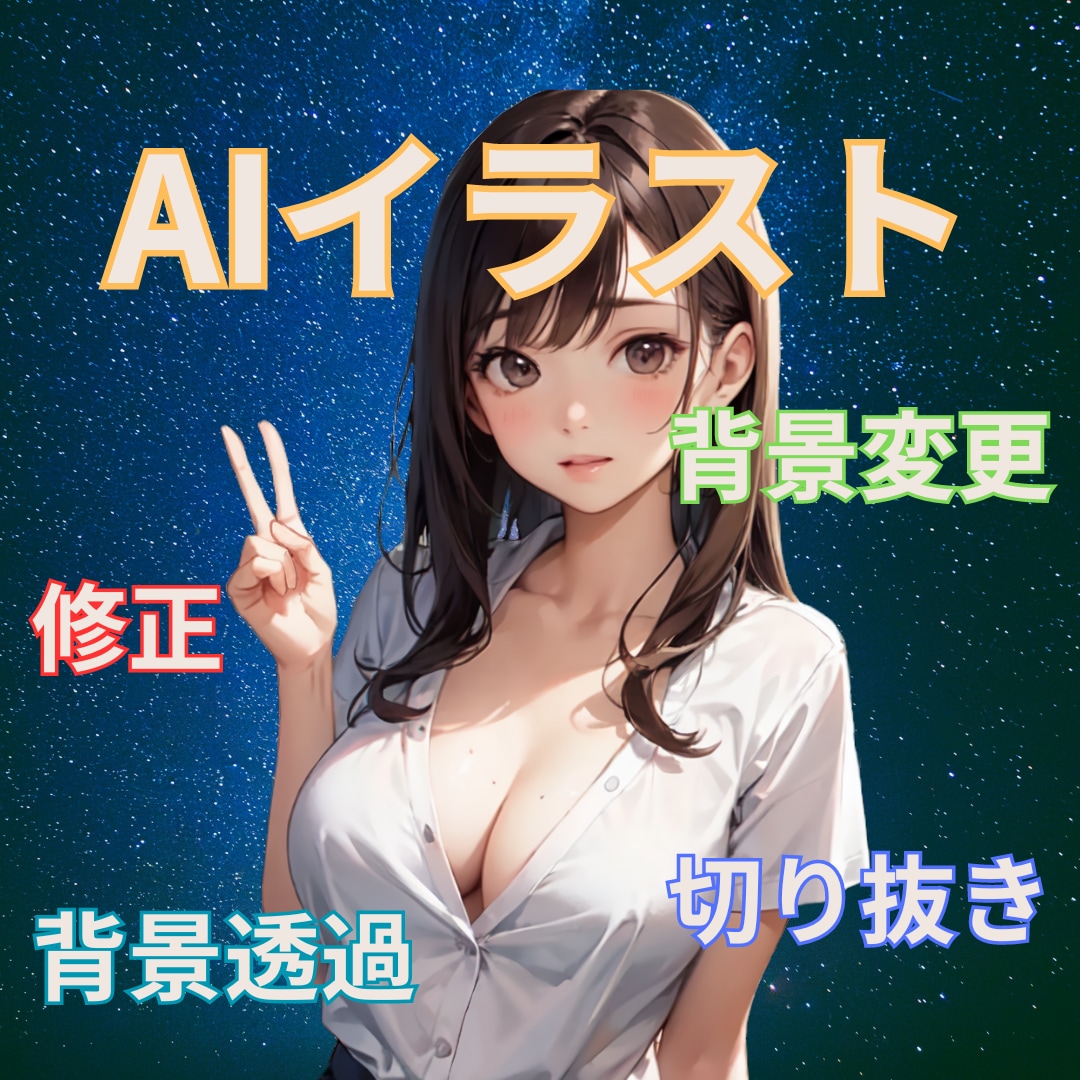 AIイラストを背景透過など加工修正いたします 手作業で丁寧に仕上げます！AI自動処理ではごさいません。