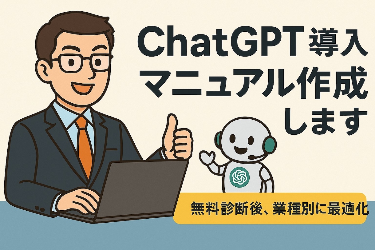 ChatGPT Plus導入マニュアルを作成します 無料診断後、業種別に最適化してご提案！