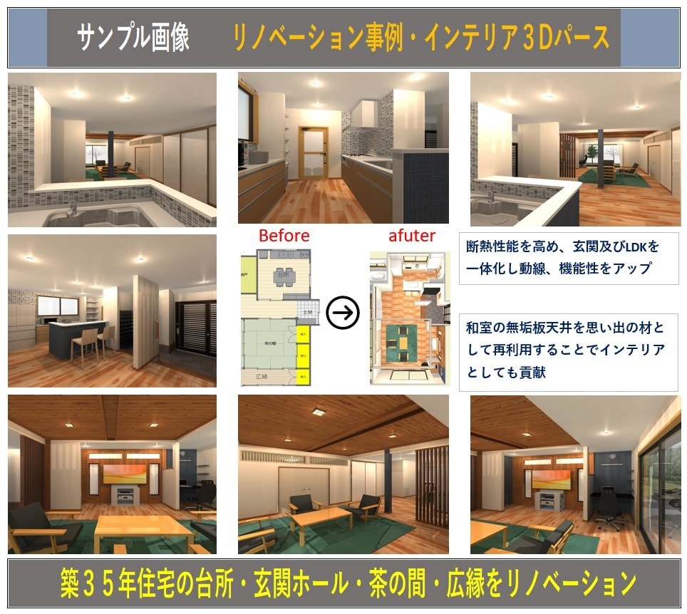 リノベーション後の予想図（3Dパース）を作成します リノベーション後のインテリアやこだわりの設計を共有しましょう | ココナラ