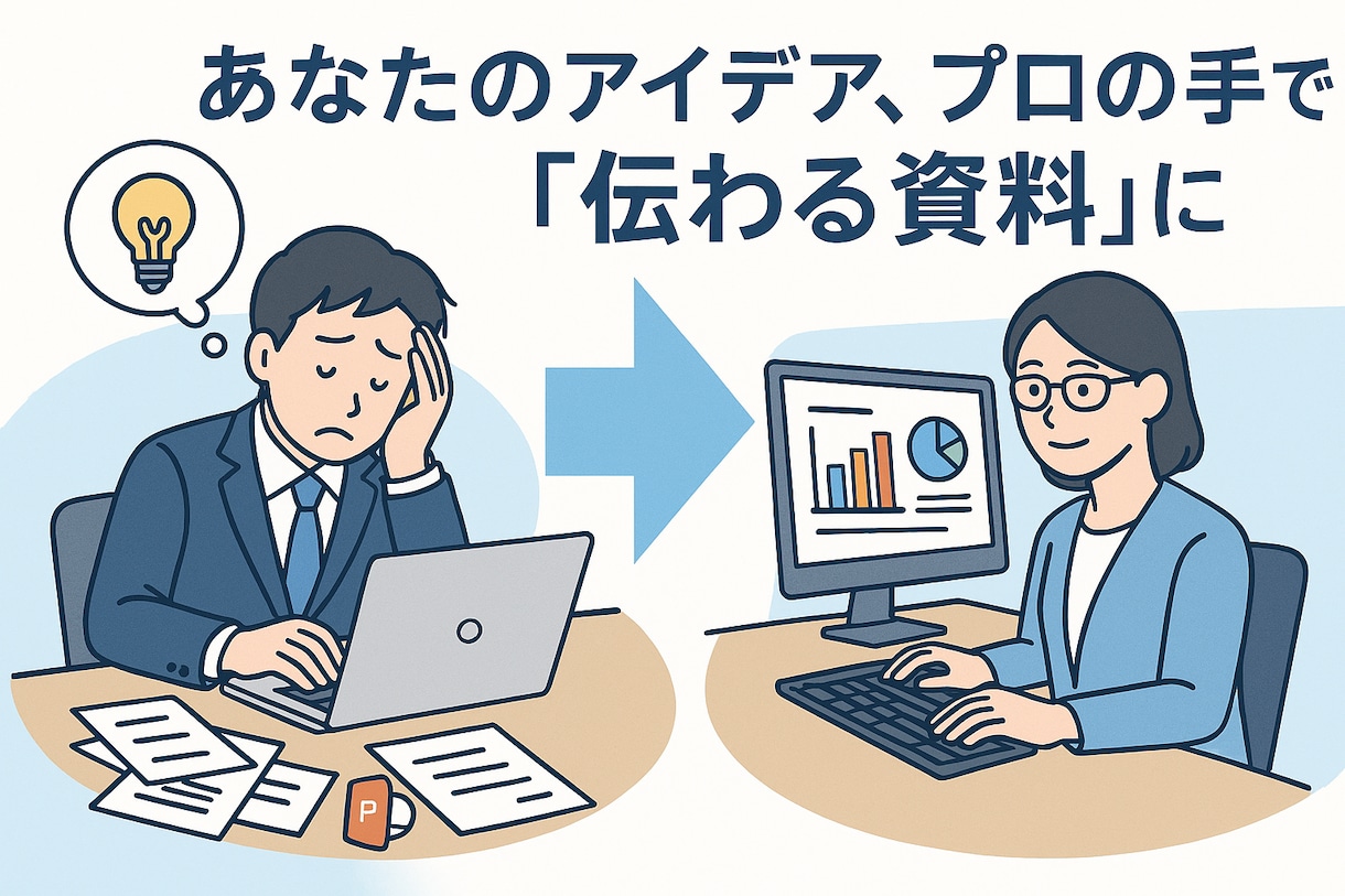 伝わる資料があなたの成果を最大化します プレゼンの成功は資料にかかっています。
