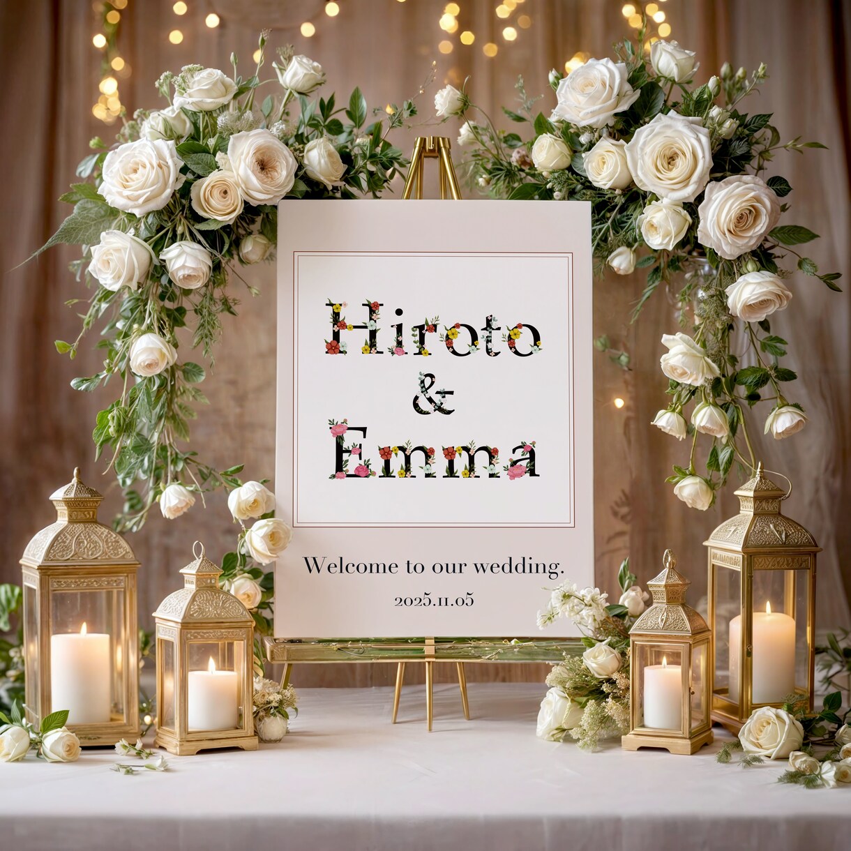 お名前で華やかなウェルカムボードをつくります タイポグラフィで魅せるウェルカムボード