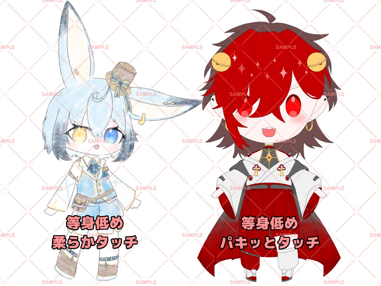 商用利用〇ミニキャライラスト制作いたします 色んな絵柄、タッチの選べるあなただけのミニキャラ制作します！