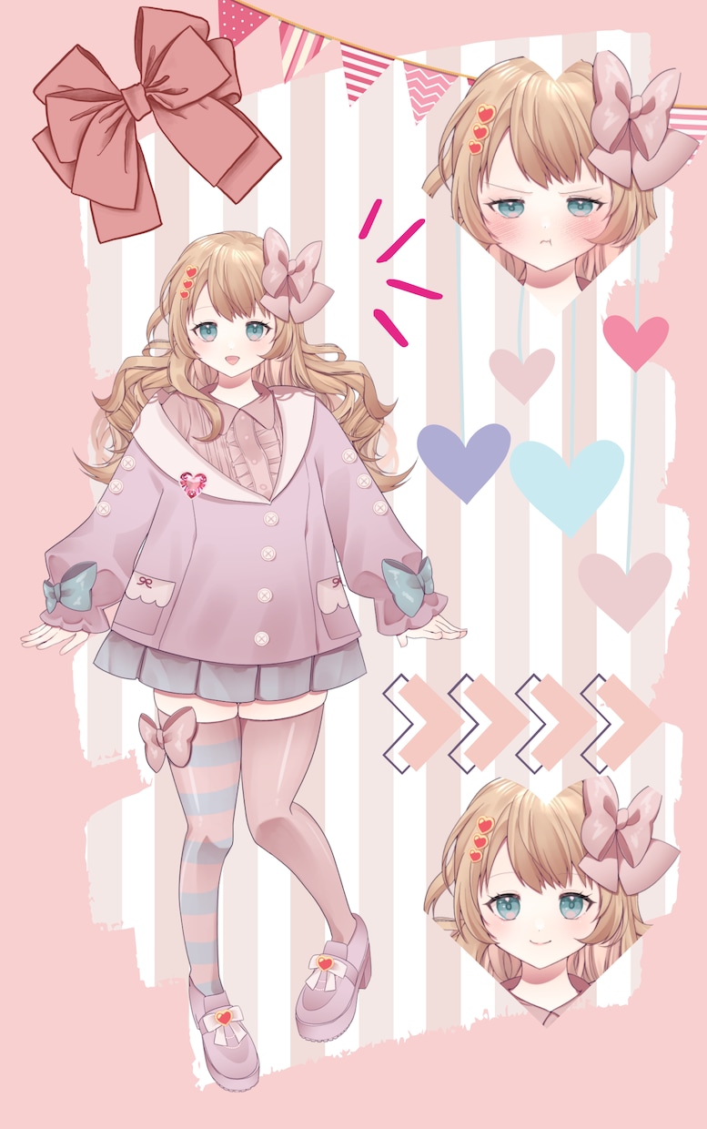 IRIAM用の立ち絵を販売します ピンクカラーでリボンがチャームポイントのふわふわ女の子♫ | ココナラ