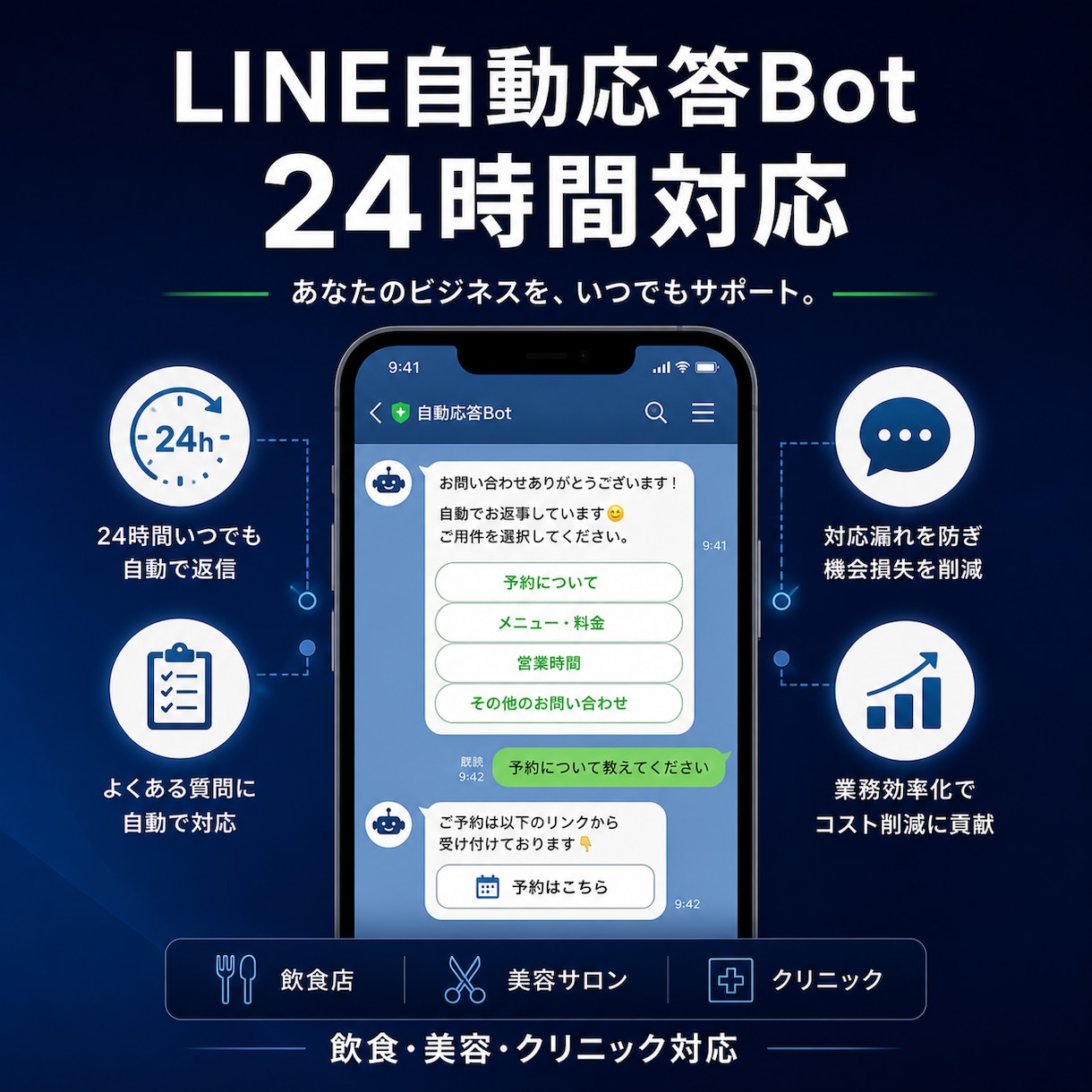 LINE自動応答Botを作ります よくある質問・予約・注文対応を24時間自動化します | ココナラ