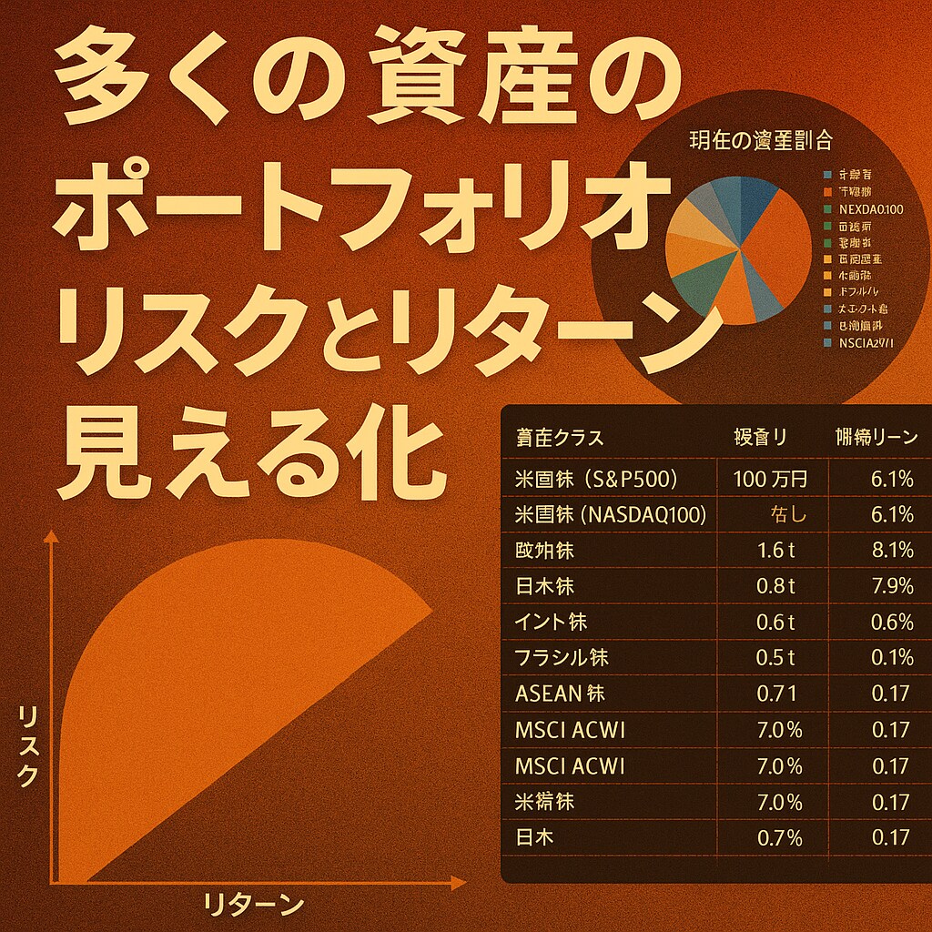 多資産対応！ポートフォリオ診断Excel提供します 46資産の分散＆相関分析でリスクとリターンを見える化