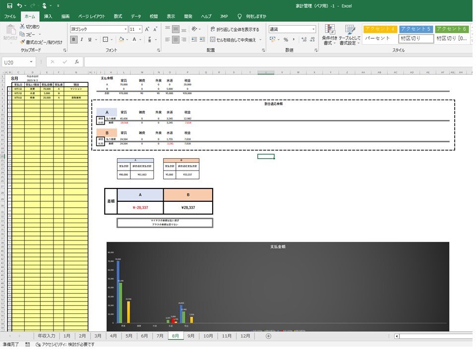 2人で共有の家計簿を販売します 共働きの夫婦や同棲しているカップルの方達のお金を公平に！ | ココナラ