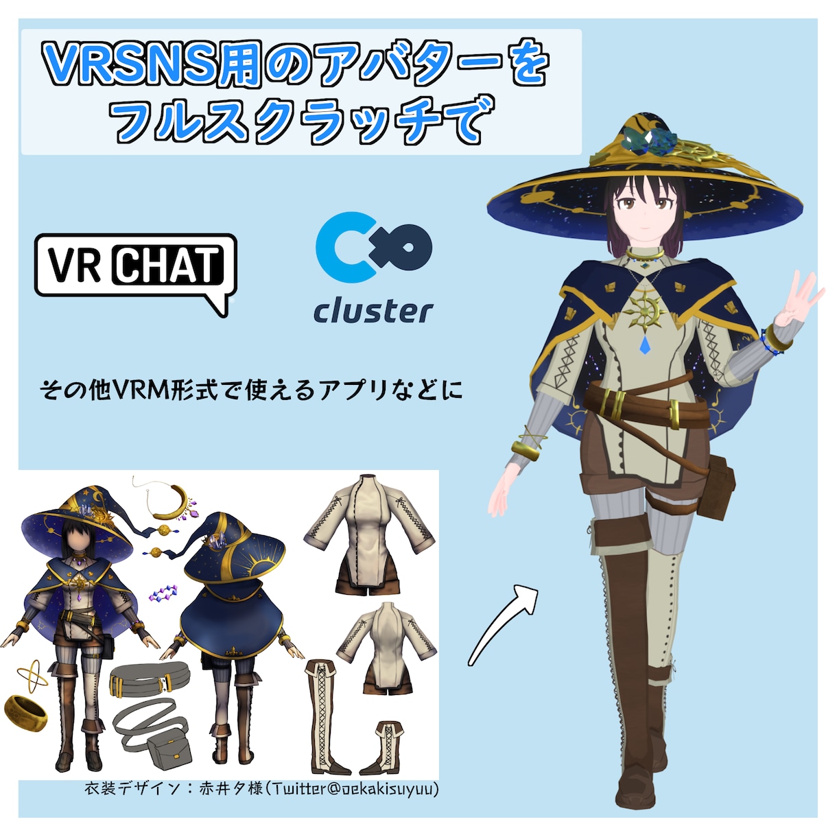 VRSNS用の3Dアバターを製作します VRChatやcluster用アバターをフルスクラッチで