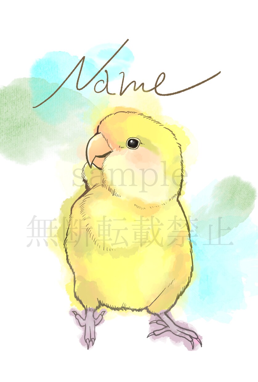 世界に一枚の鳥さんのイラストお描きします お気に入りのお写真から優しいタッチでポストカードを制作します
