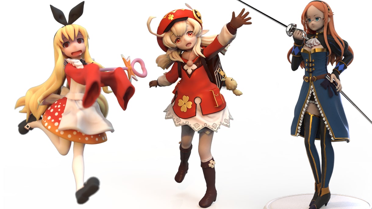 フィギュア原型制作、3Dプリンター出力します アニメ風、平らな顔にデカール貼り付けスタイルがメインです