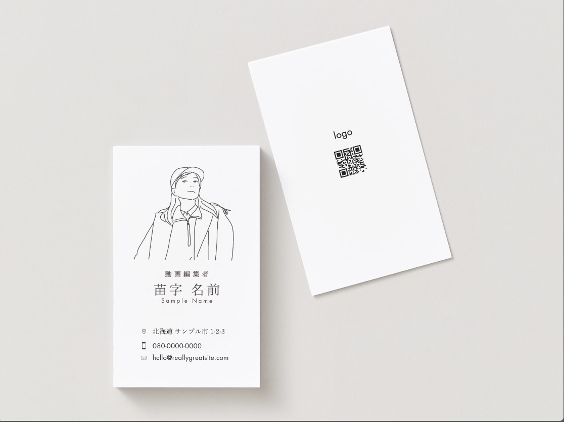 シンプルなのに印象的/手書き線画イラスト名刺ます ほんのり寄せた線画イラスト！シンプルで特別な名刺お作ります