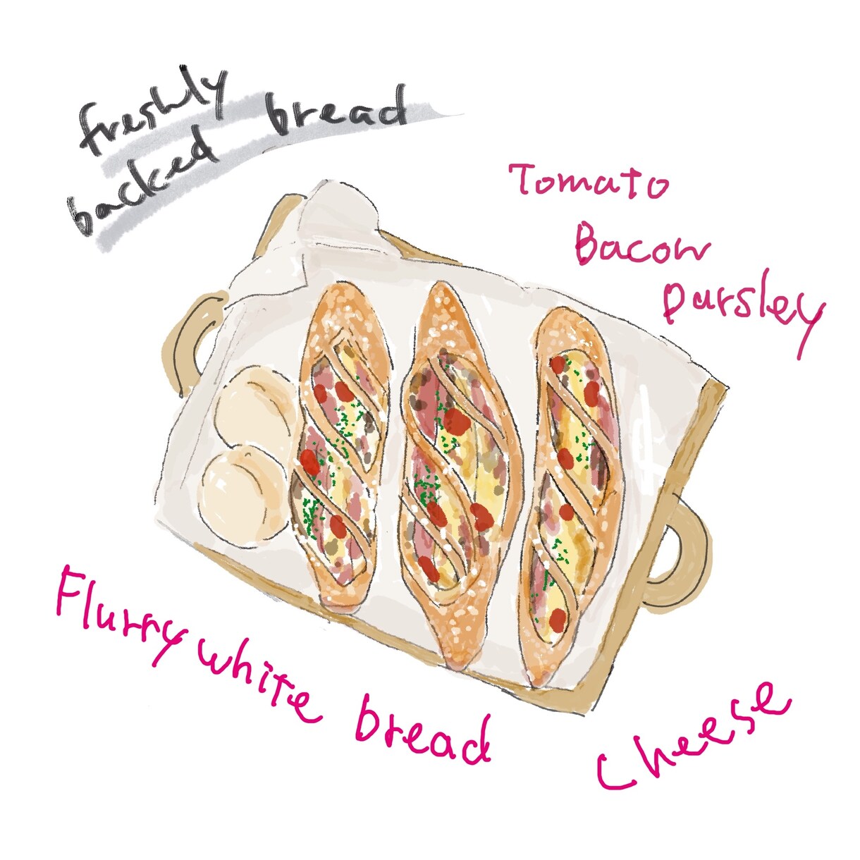 パンやケーキ、食べ物のイラスト描きます ショップカードや商品説明に使用できるイラスト