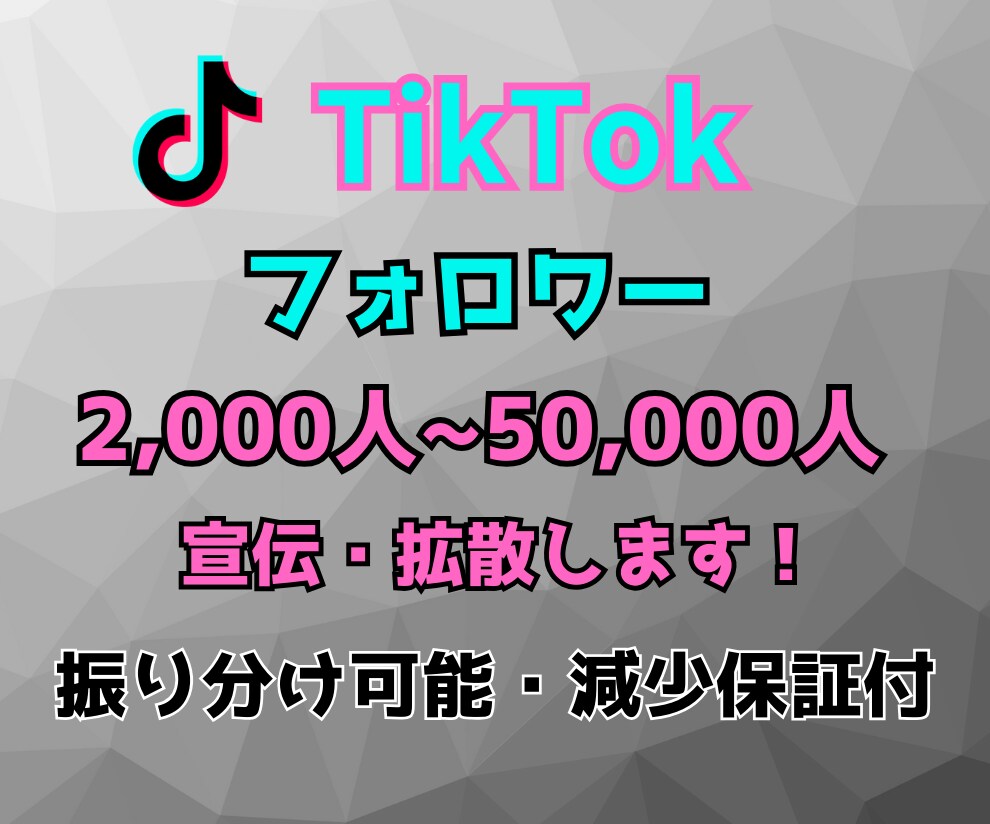 TikTokフォロワー ＋2000人～増やします 自然増加/振分け可能/減少保証付【期間割引セール実施中】
